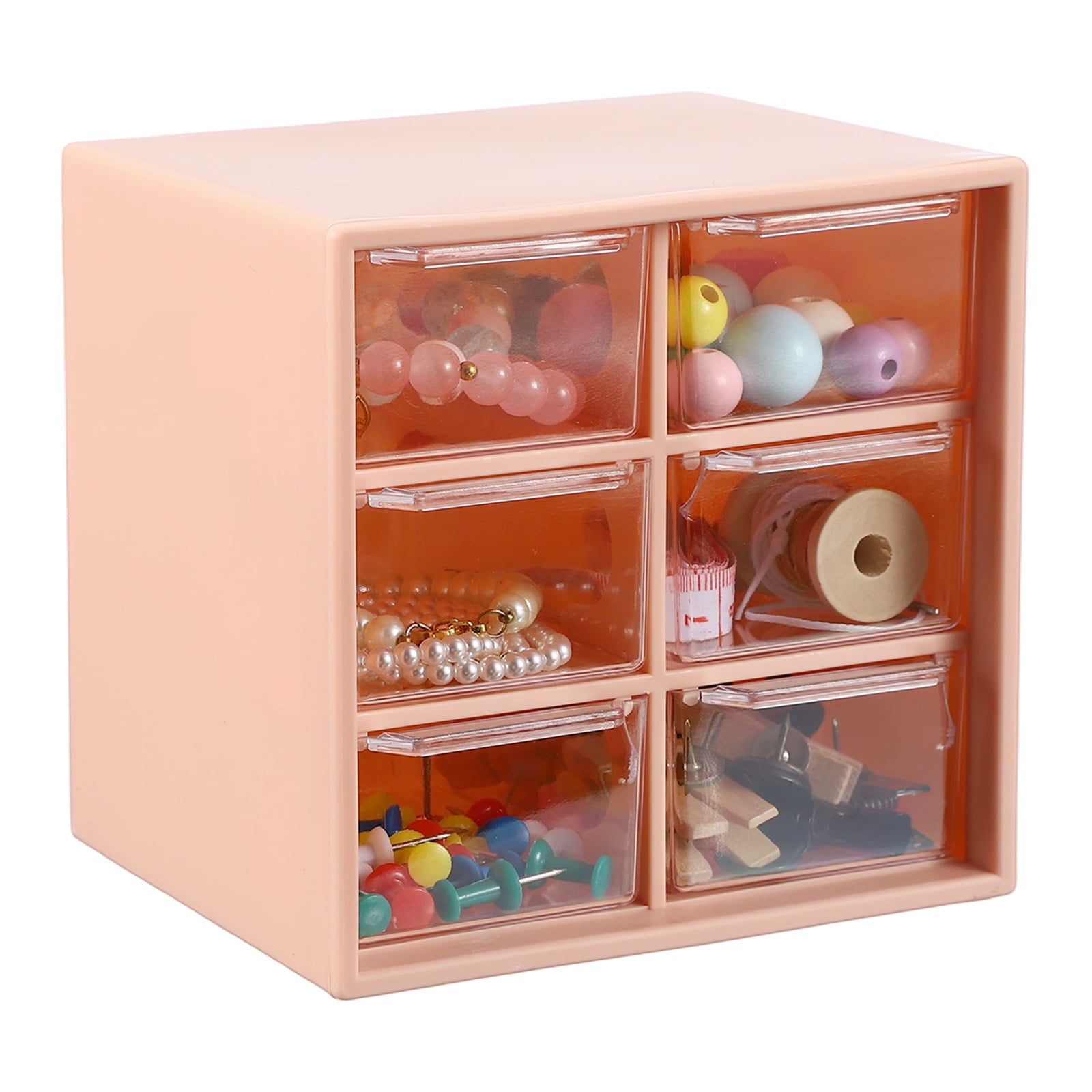 Mini Storage Drawers, Plastic Desktop Teacher Desk with 6 Drawers, Pink ...