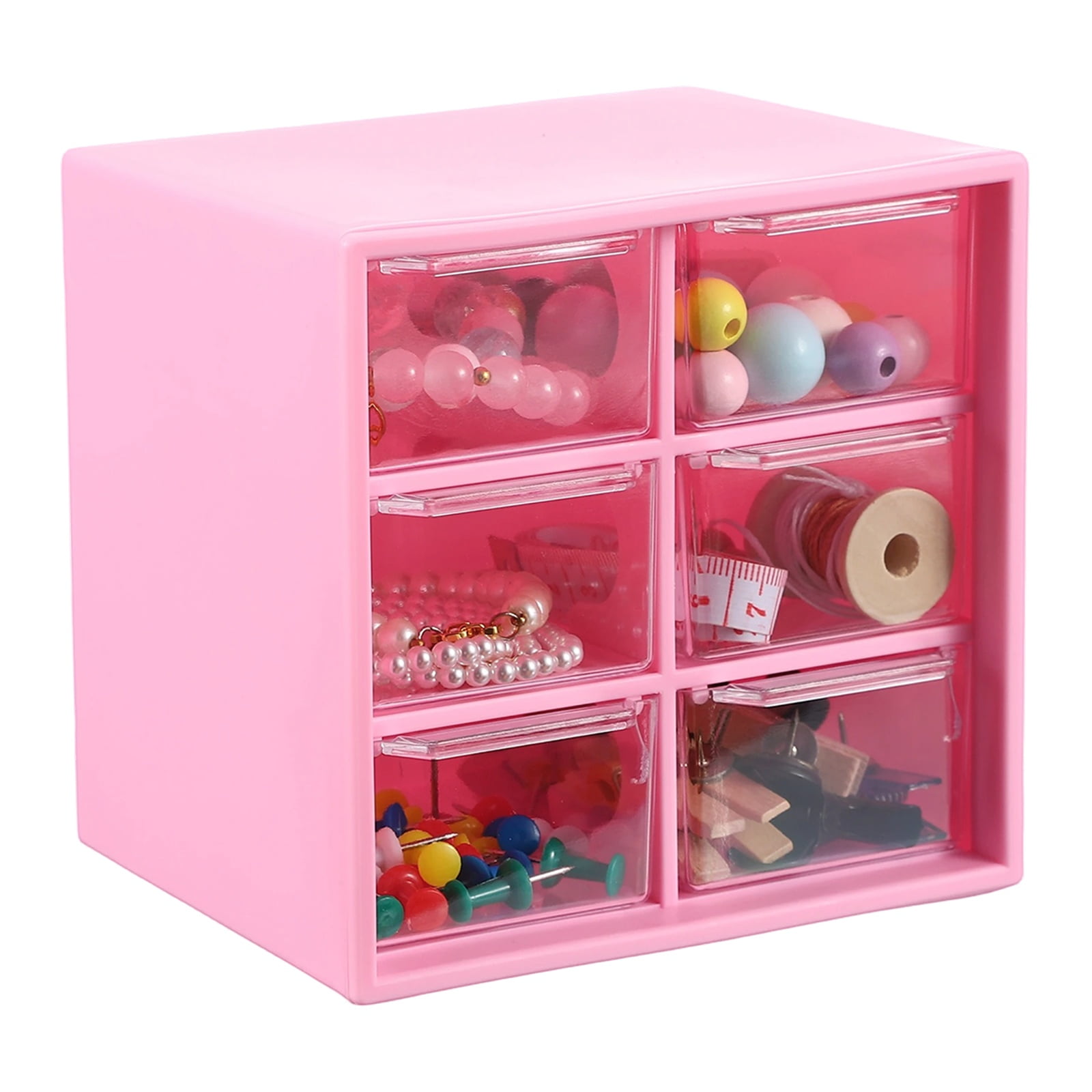 Mini Storage Drawers, Plastic Desktop Teacher Desk with 6 Drawers, Rose ...