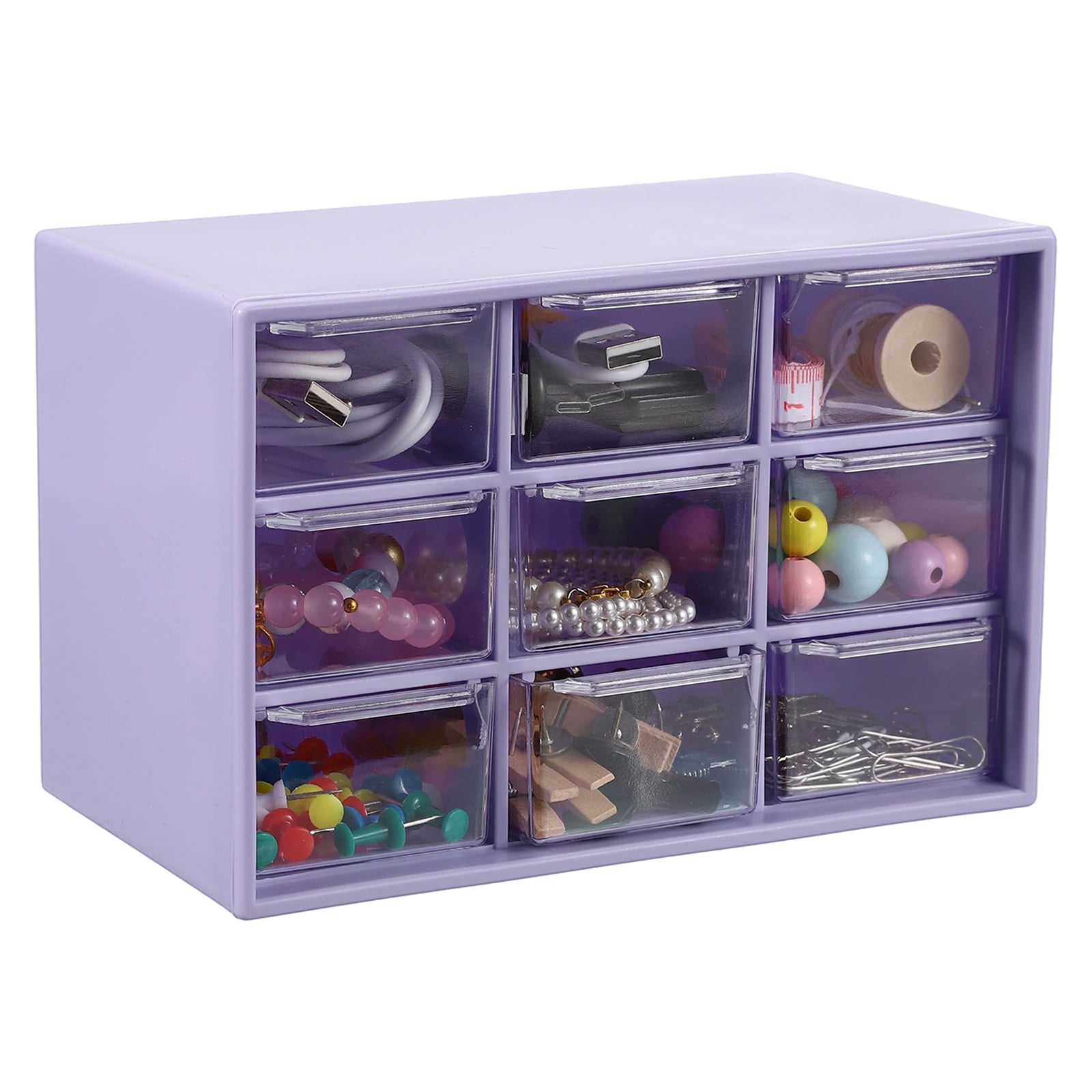 Mini Storage Drawers, Plastic Desktop Teacher Desk with 9 Drawers ...