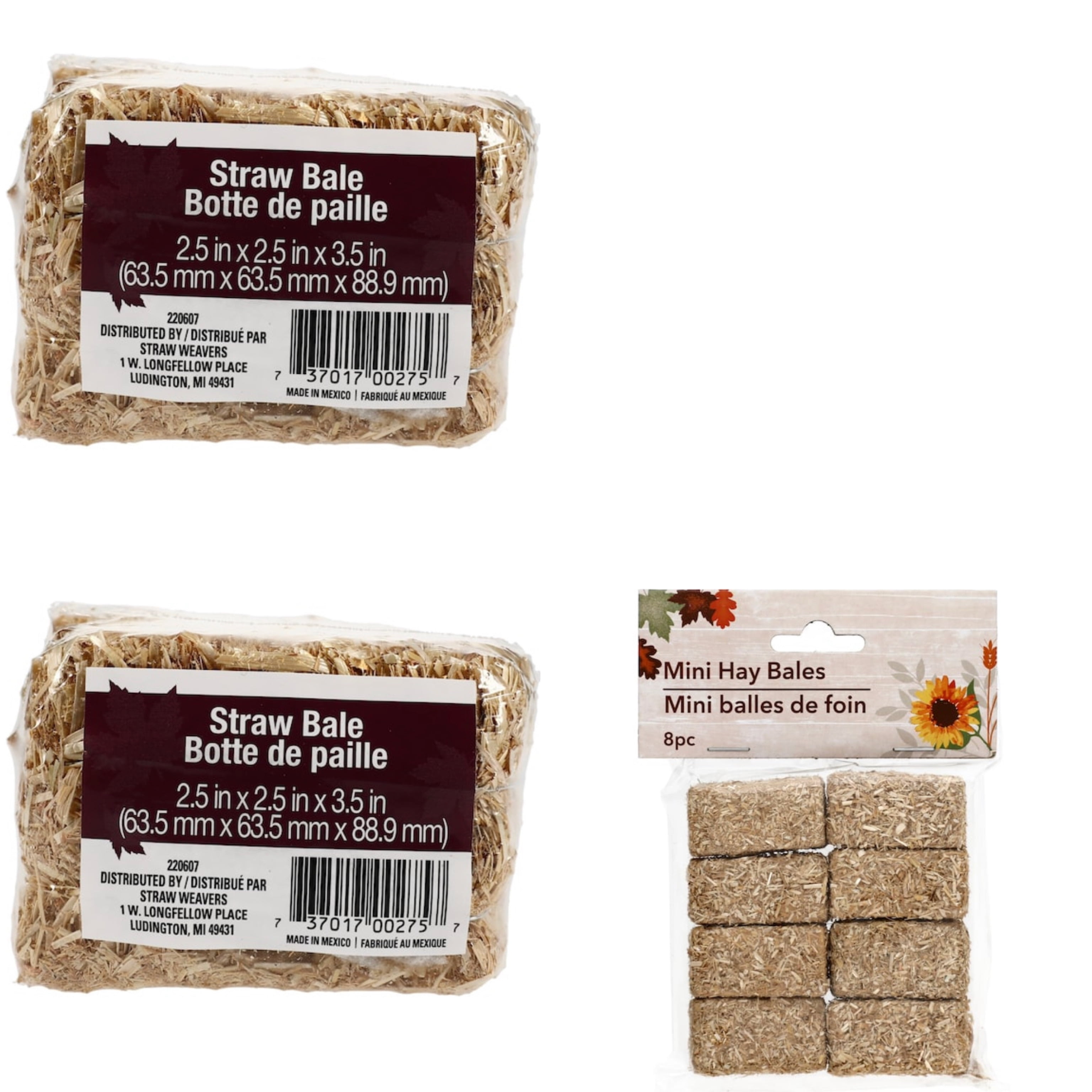 Mini Straw Bale Decoration Autumn Fall Harvest Craft Display ( 2)Straw ...