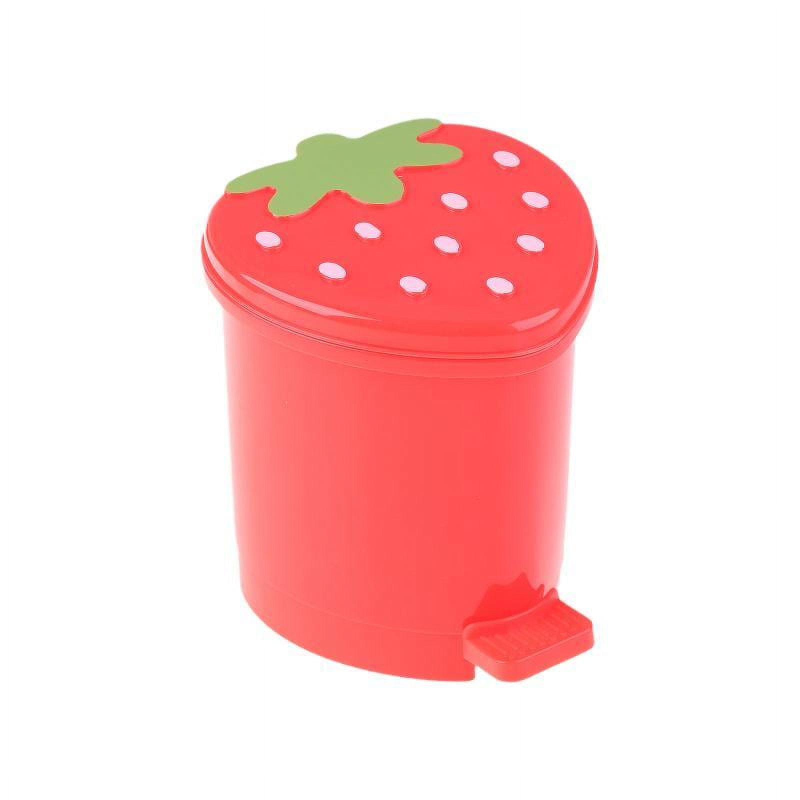Mini Strawberry Trash Can with Lid School Classroom Desk Garbage Bucket ...