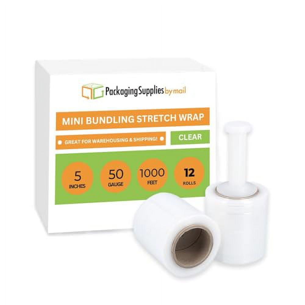 Mini Stretch Wrap for Packing with Handles, 12 Pack, 5 Inch x 1000 Feet ...