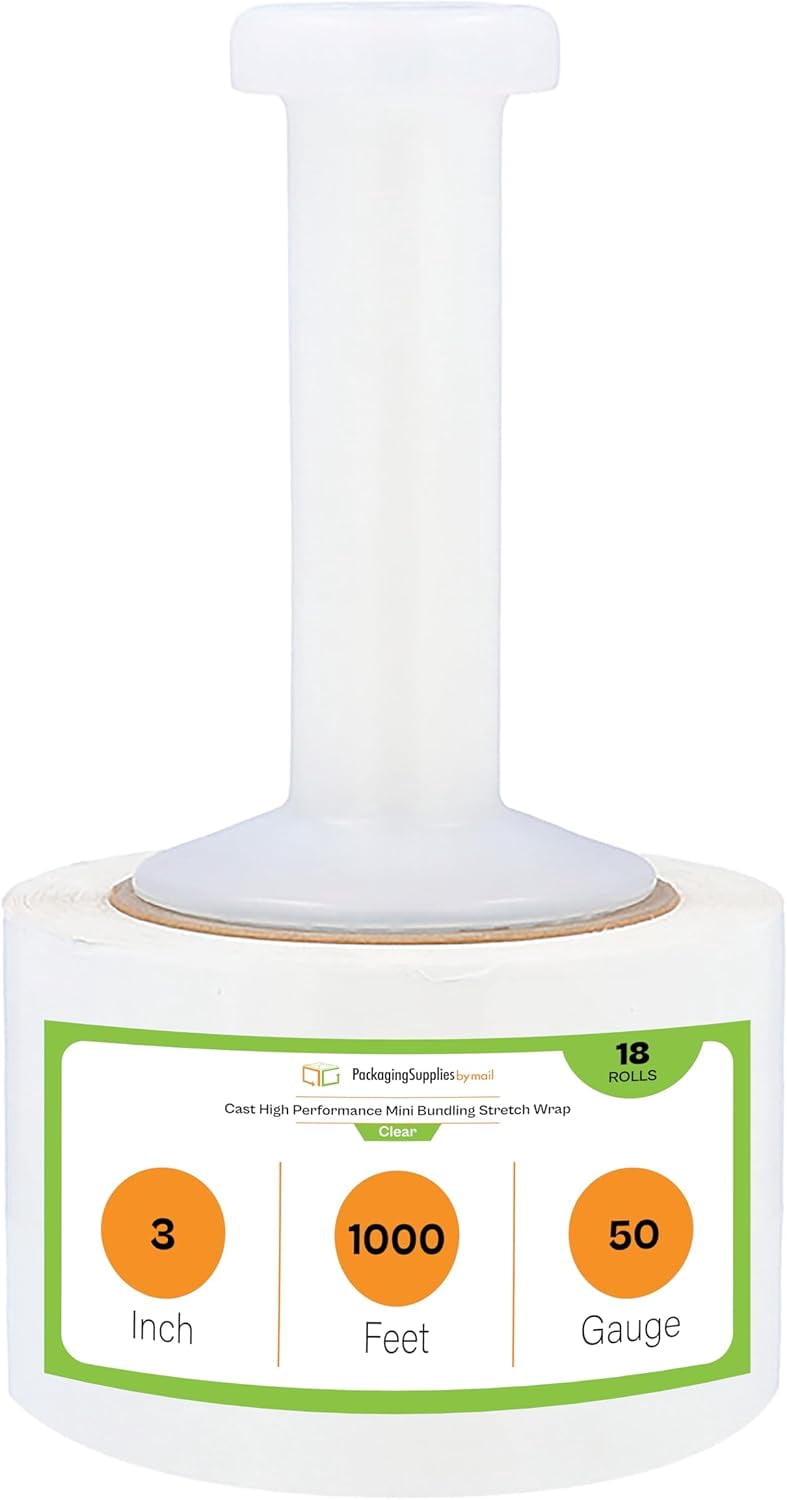 Mini Stretch Wrap for Packing with Handles, 18 Pack, 3 Inch x 1000 Feet ...