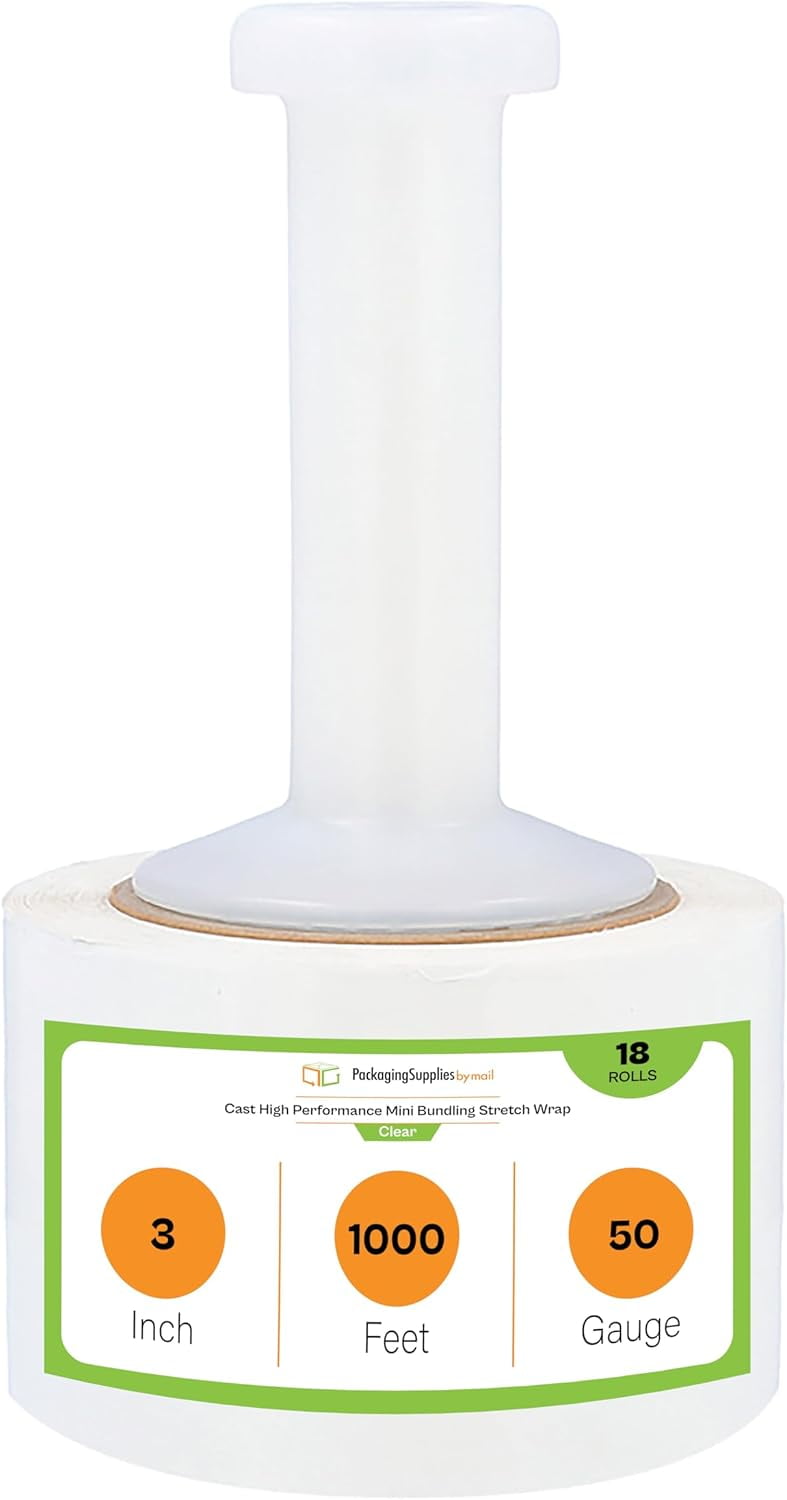 Mini Stretch Wrap for Packing with Handles, 18 Pack, 3 Inch x 1000 Feet ...