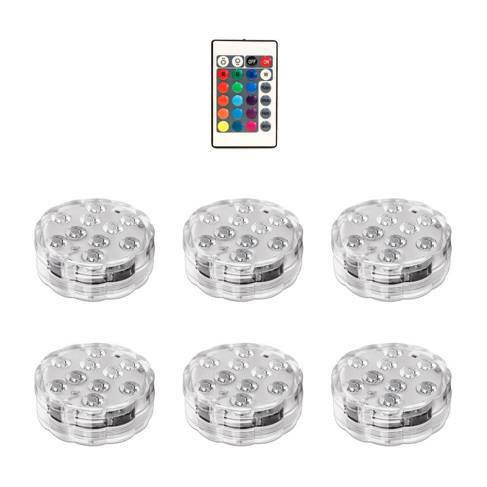 Mini Submersible LED Lights with Remote Control,Underwater Tea Lights Candles RGB Multi Color ...