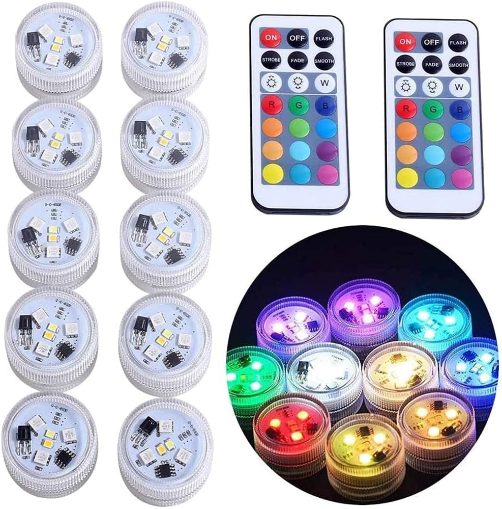 Mini Submersible Led Lights with Remote, Small Underwater Tea Lights ...