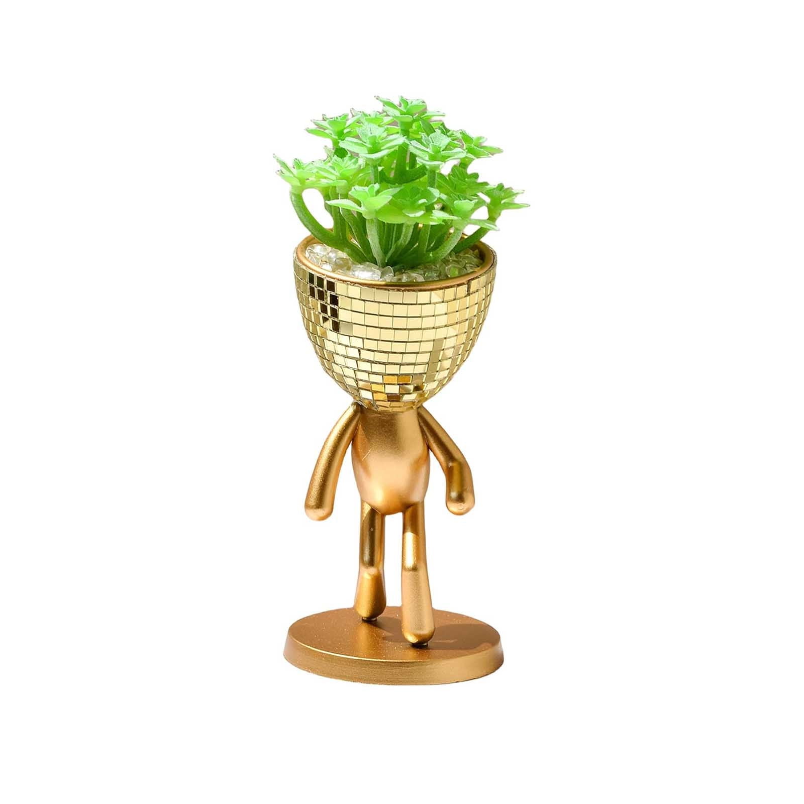 Mini Succulent Planter Statue Decor, Plastic Mini Disco Human Shaped ...