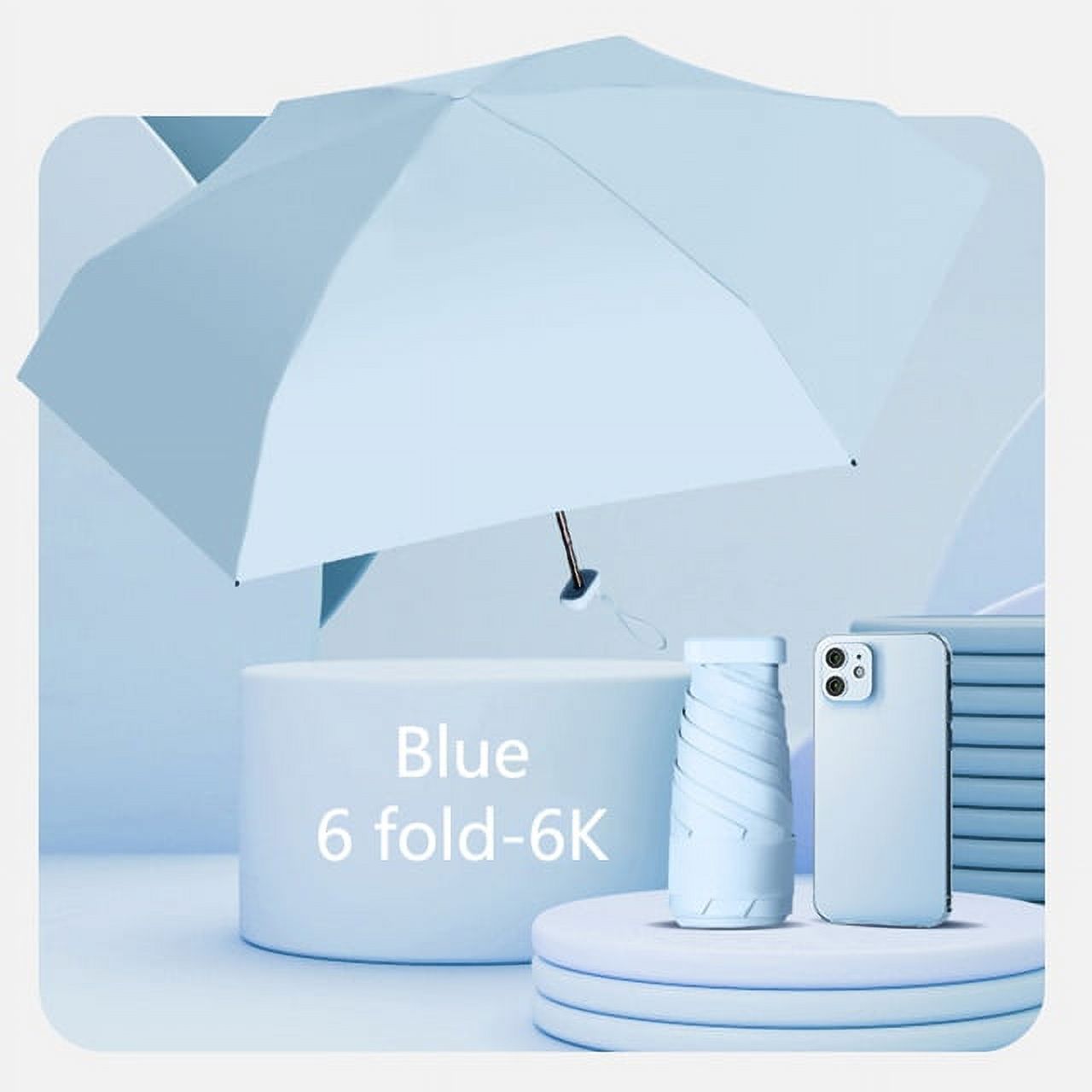 Mini Sun Umbrella Pocket Rain Umbrellas Anti UV 6-Folding Parasol ...