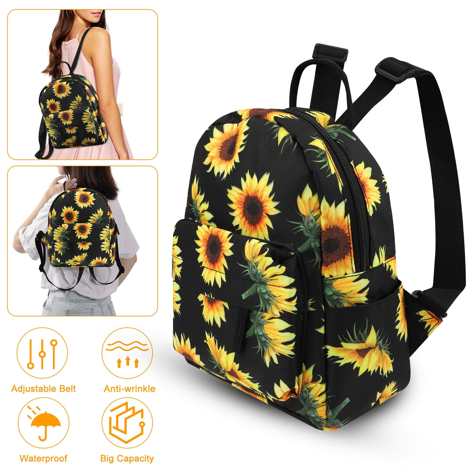 Mini Sunflower Backpack Women Purse Shoulder Rucksack Handbag Travel ...