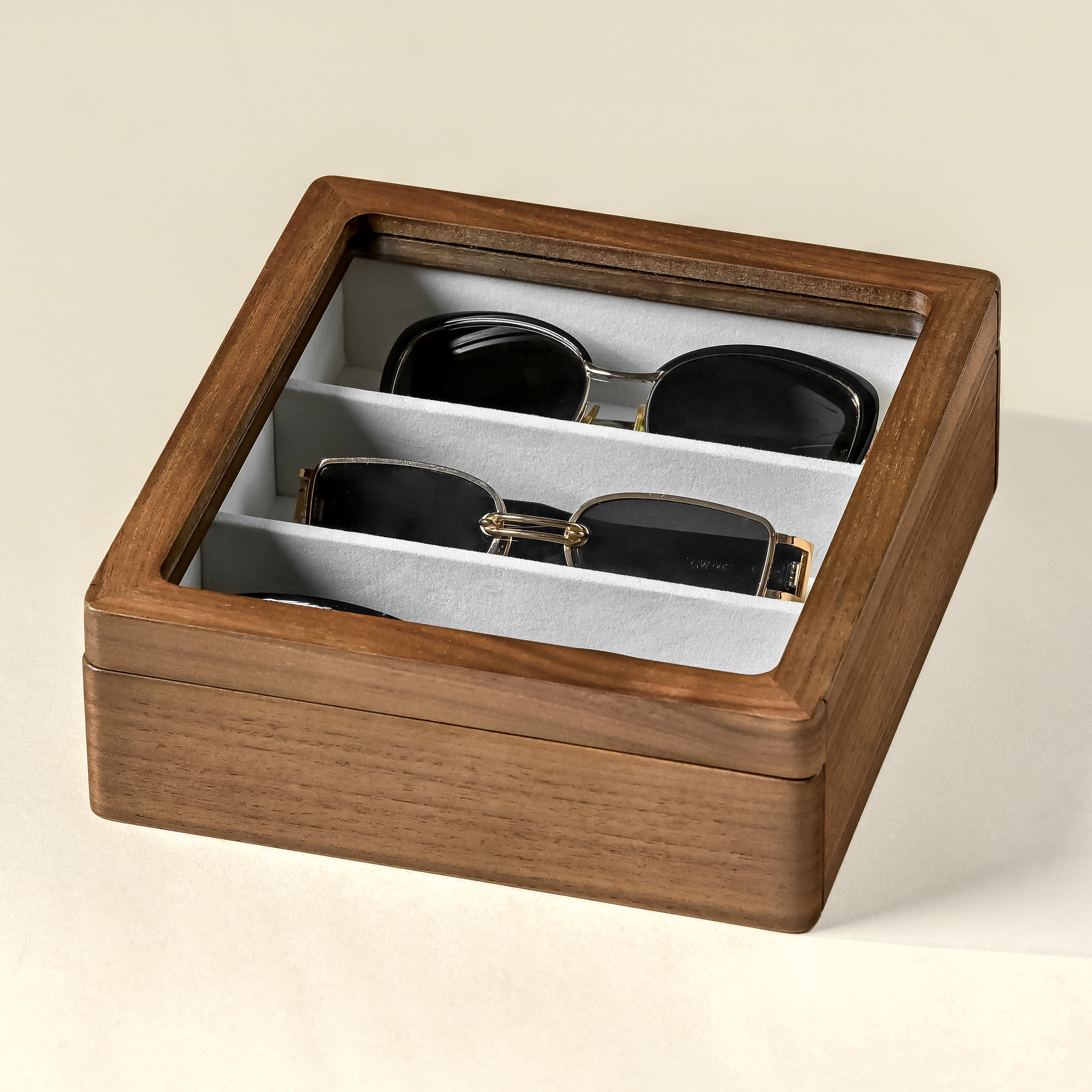 Mini Sunglass Storage Box with Transparent Lid and Soft Lining ...