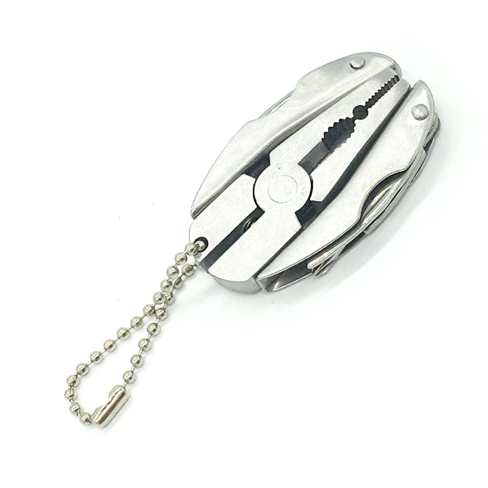 Mini Survival Tool Keychain Multifunction Folding Plier Foldaway Knife ...