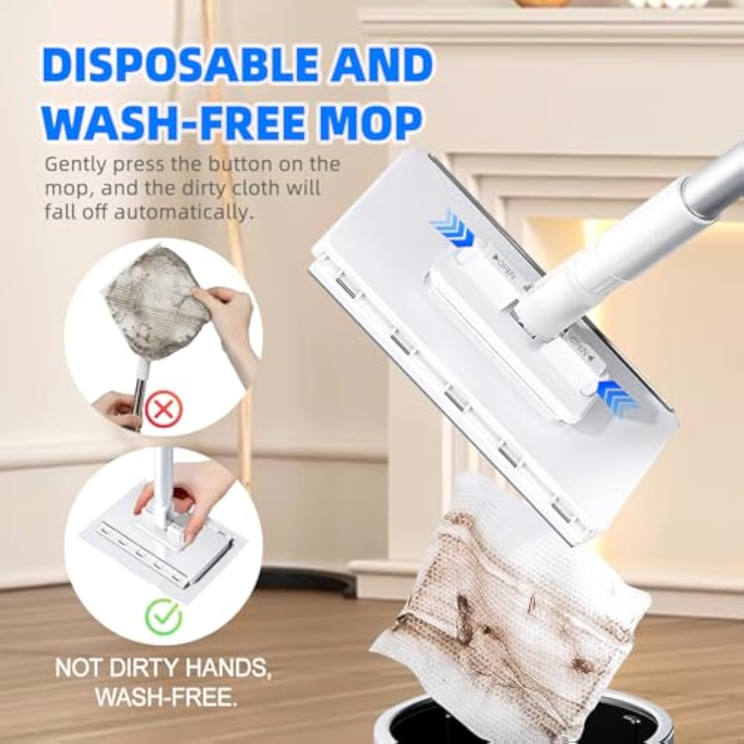 Mini Sweeper Mop No-Touch Dirty Cleaning Flat Dust Mop for Dry Wet ...