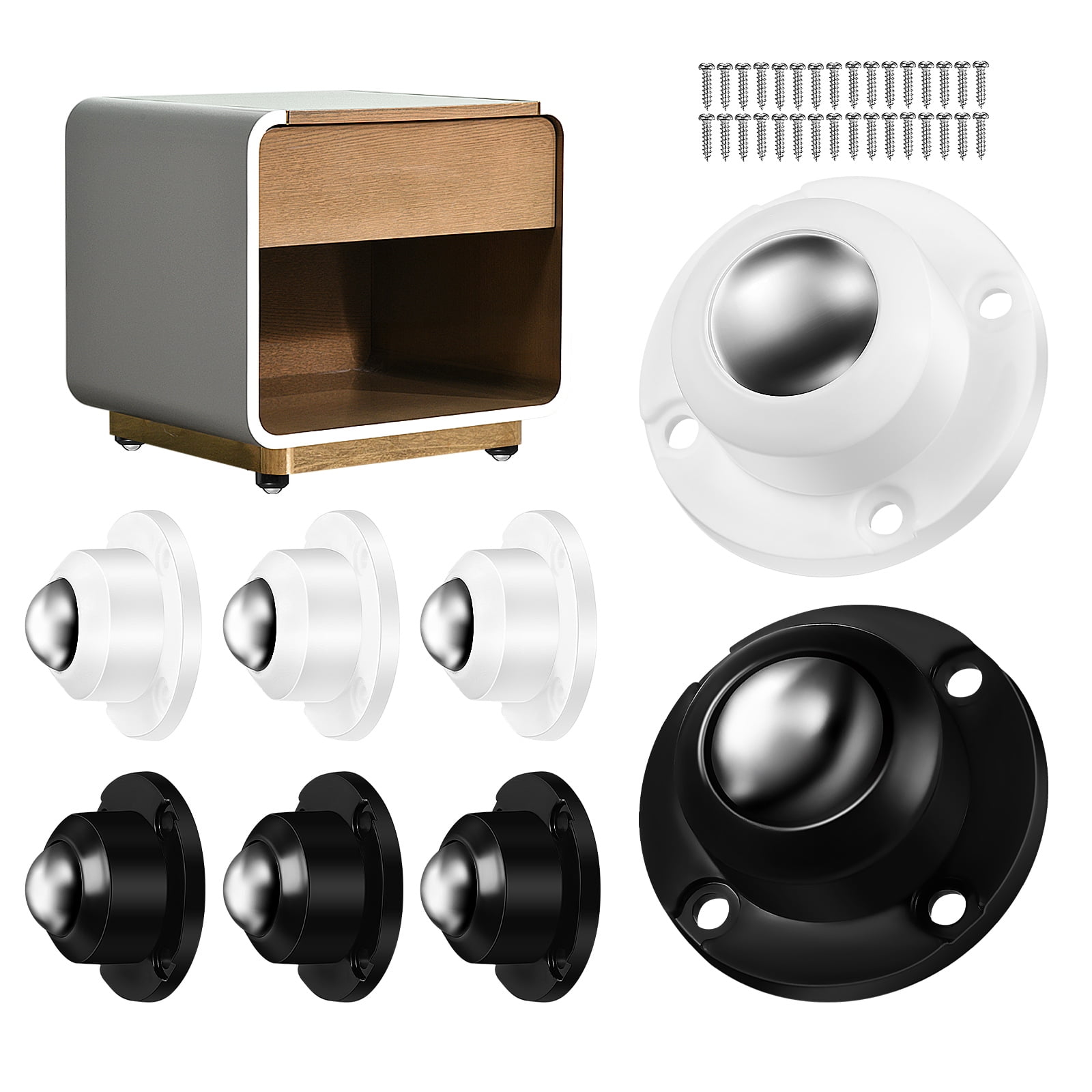 TOYMYTOY Mini Caster Wheels Engineering Plastics 8Pcs 1.8x1.2in ...