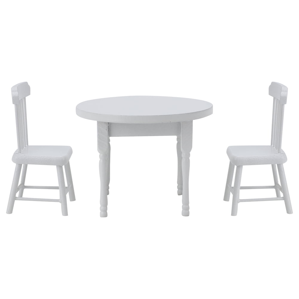 Mini Table and Chair Model,1:12 Miniature Wooden White Dining Table and ...