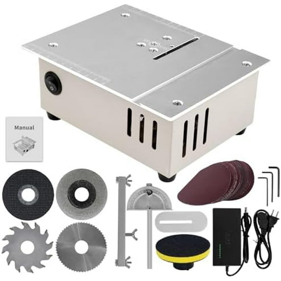 Mini Table Saw for Crafts, 7'' 96W Mini Multi Functional Table Saw, Dual-Motor Control for ...