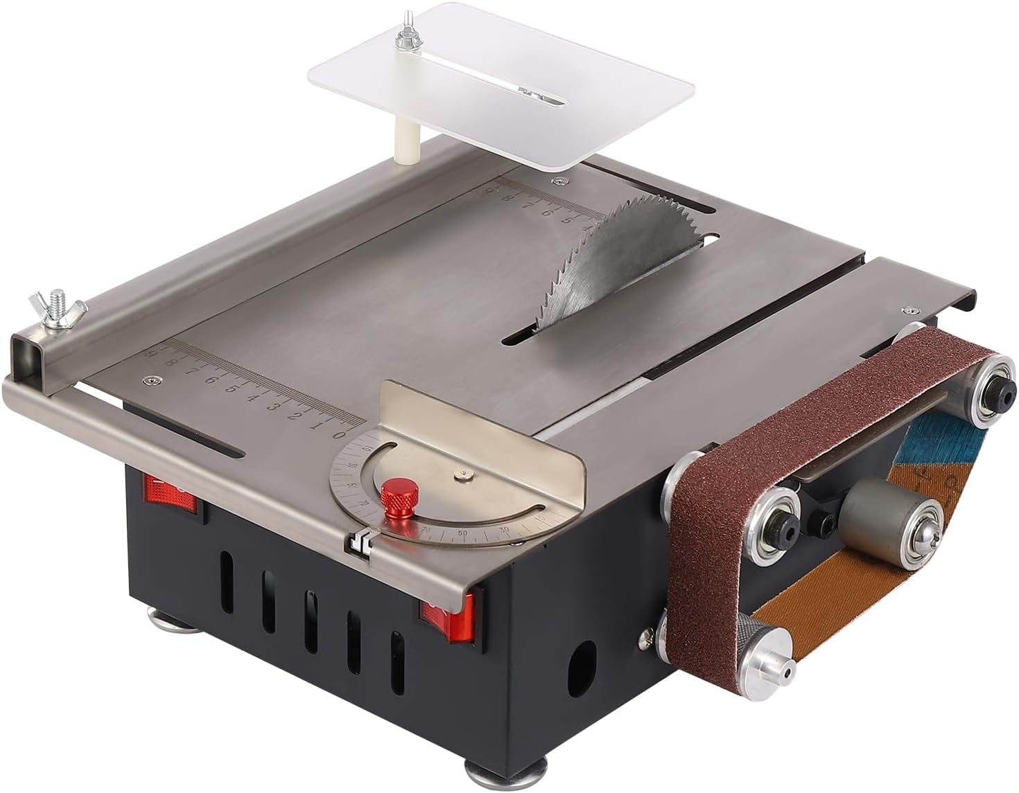 Mini Table Saw, Electric Saw Cutter & Belt Sander 200W Dual-axis Motor ...