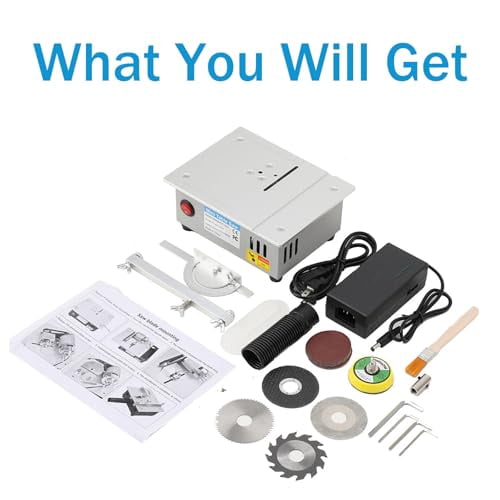 Mini Table Saw, Small Precision Craft Table Saw 7-Speed Adjustable, 96W ...