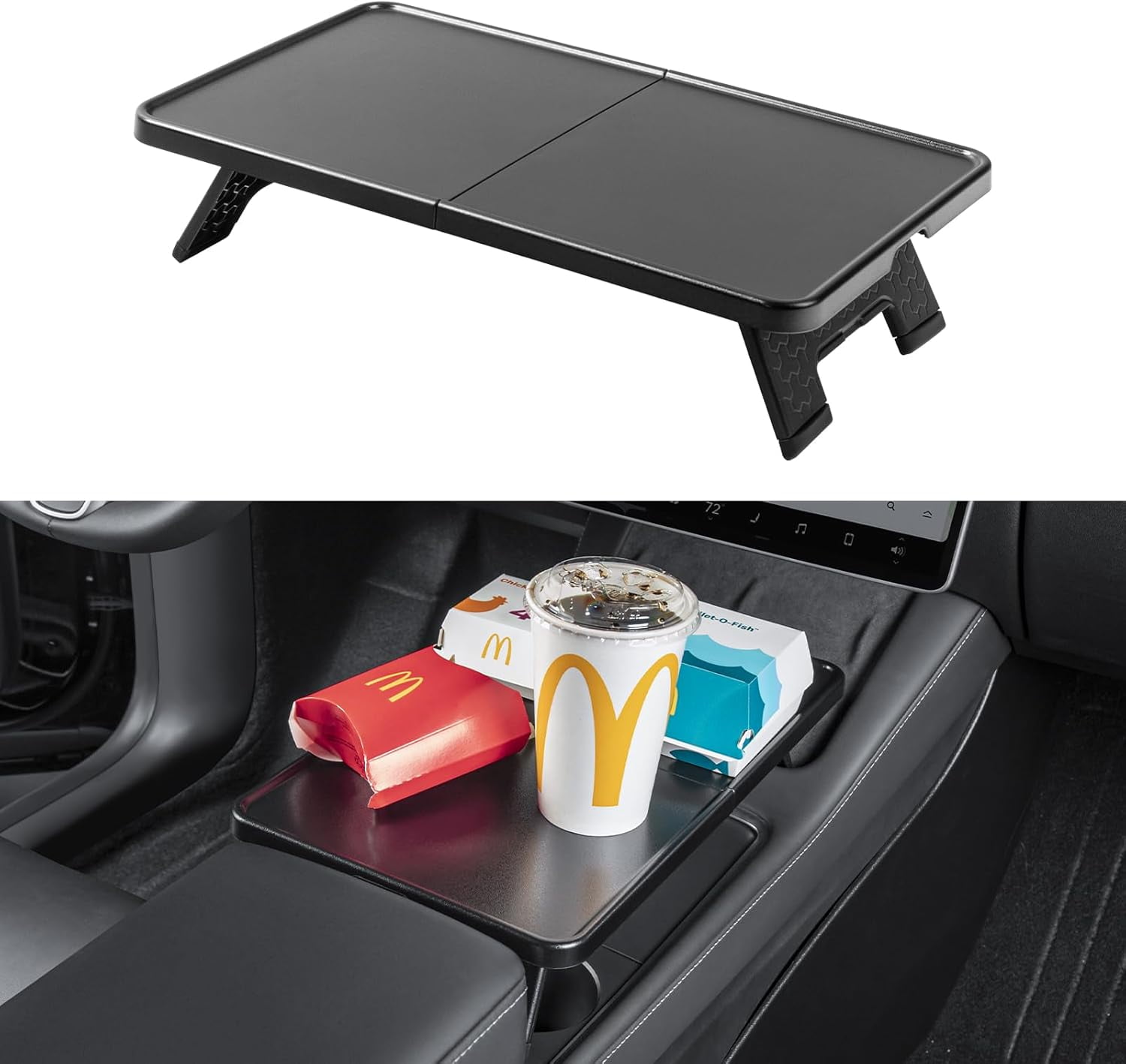 Mini Table Tray for 2026 Tesla Model Y Center Console Foldable Food ...