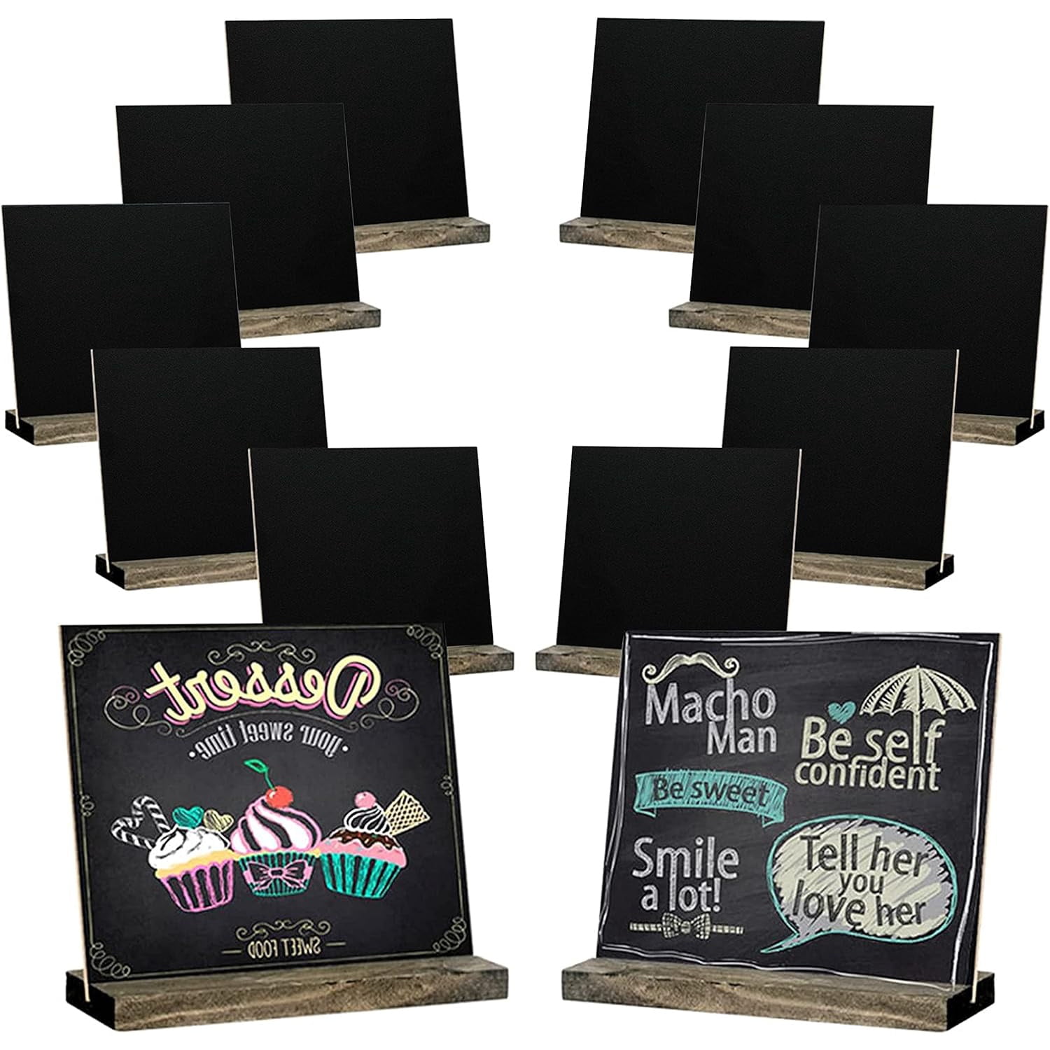 Mini Tabletop Chalkboard Sign with Base Stand, 5 X 6 Inch Vintage ...