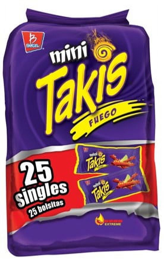 Takis Fuego Mini Fun Size Chips, Single Bags, Party Snack Packs, 25 ...