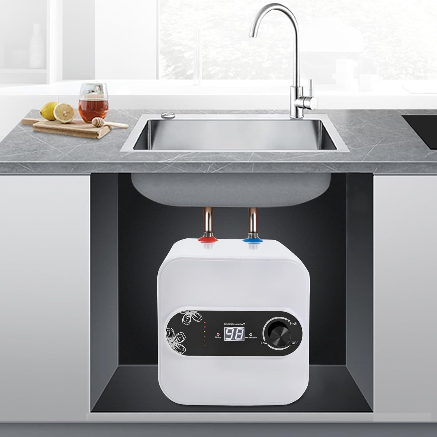 Mini-Tank Electric Water Heater, 110V Small Compact Tank Storage,8L 2.1 ...