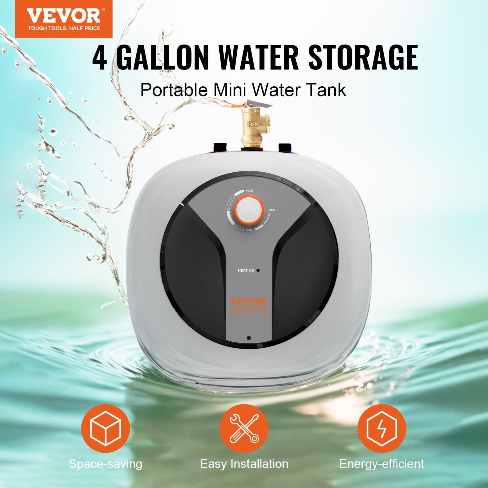 Mini-Tank Electric Water Heater 4-Gallon 1440W, Fast Recovery, Safety ...