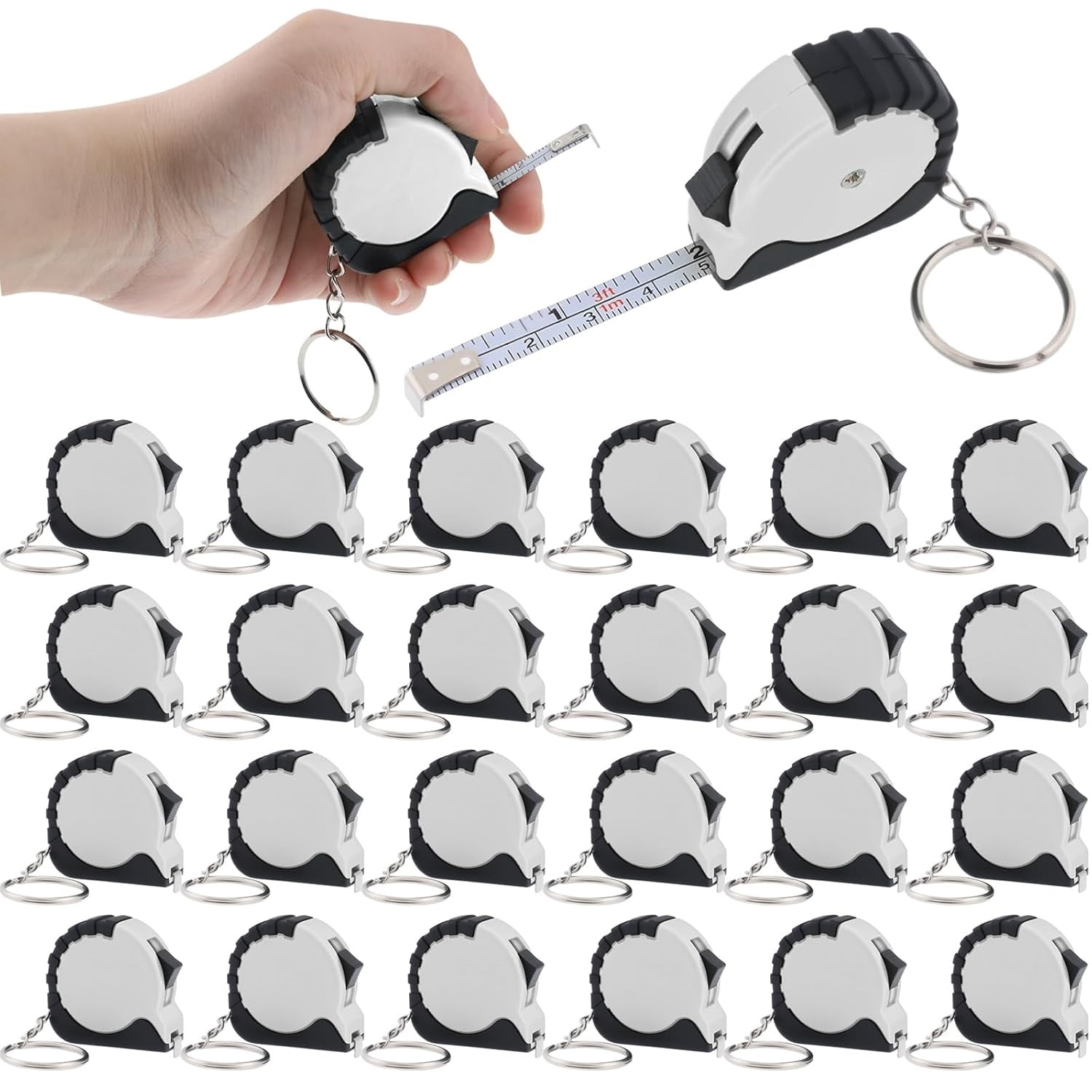 Mini Tape Measure Keychain Set, 3 ft Retractable, 24 Pieces, Pocket ...