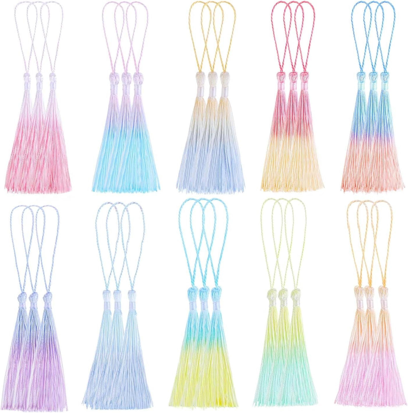 Mini Tassels for Crafts, Silky Soft Tassels with Cord Loops, Handmade ...