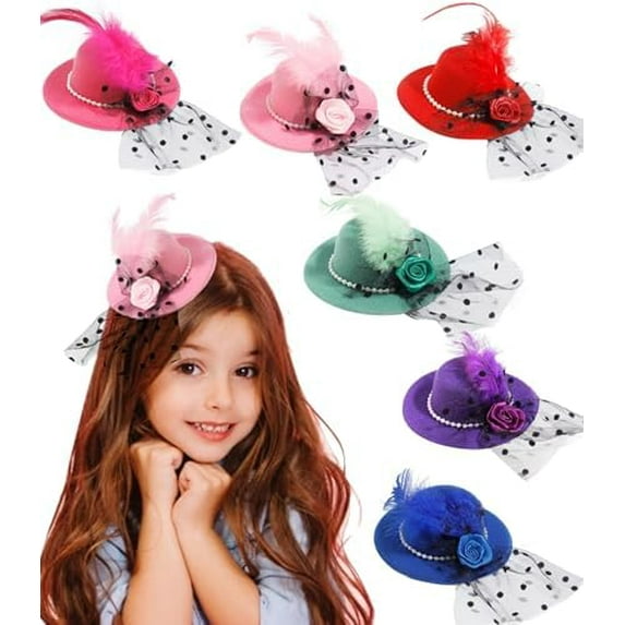 Mini Tea Party Hats for Women - 6 PK - Clip-On Fascinators Hats for ...