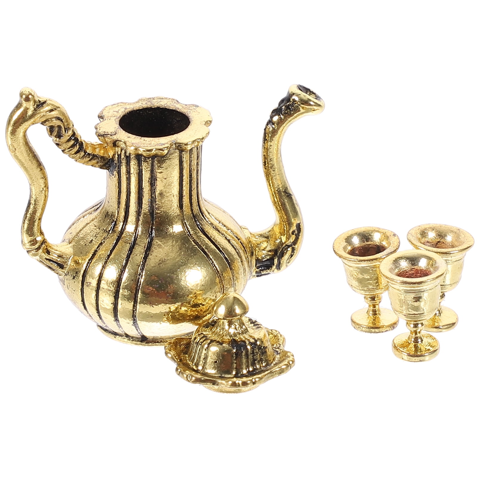 ifundom miniature metal tea set Golden Alloy 1 Set - Walmart.com