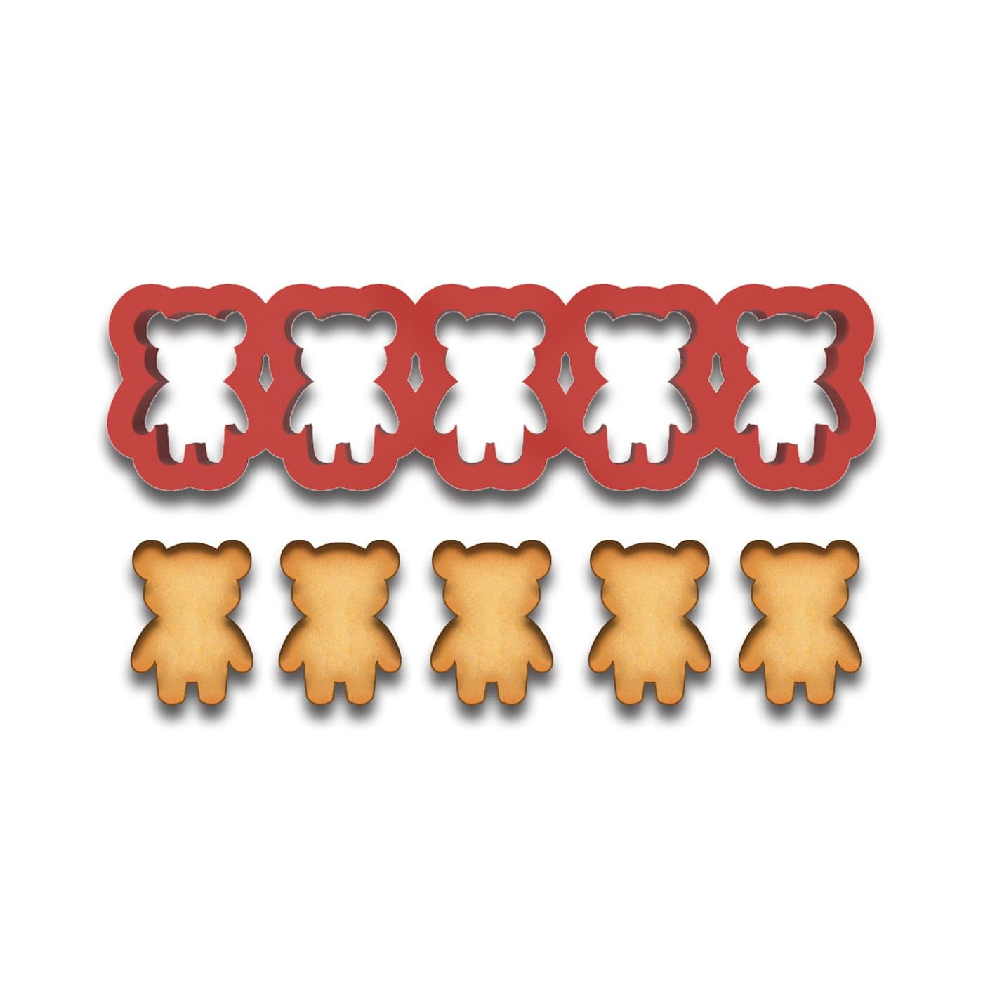 Mini Teddy Bear Cookie Cutter Strip – 5 Bears (1.2" Each) – 5.9x1.6 ...
