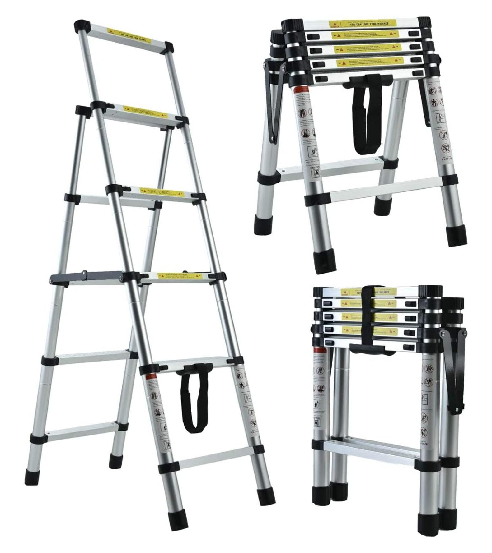 Mini Telescoping Ladder Aluminum DIY Extension Folding 4-5 Steps Ladder ...