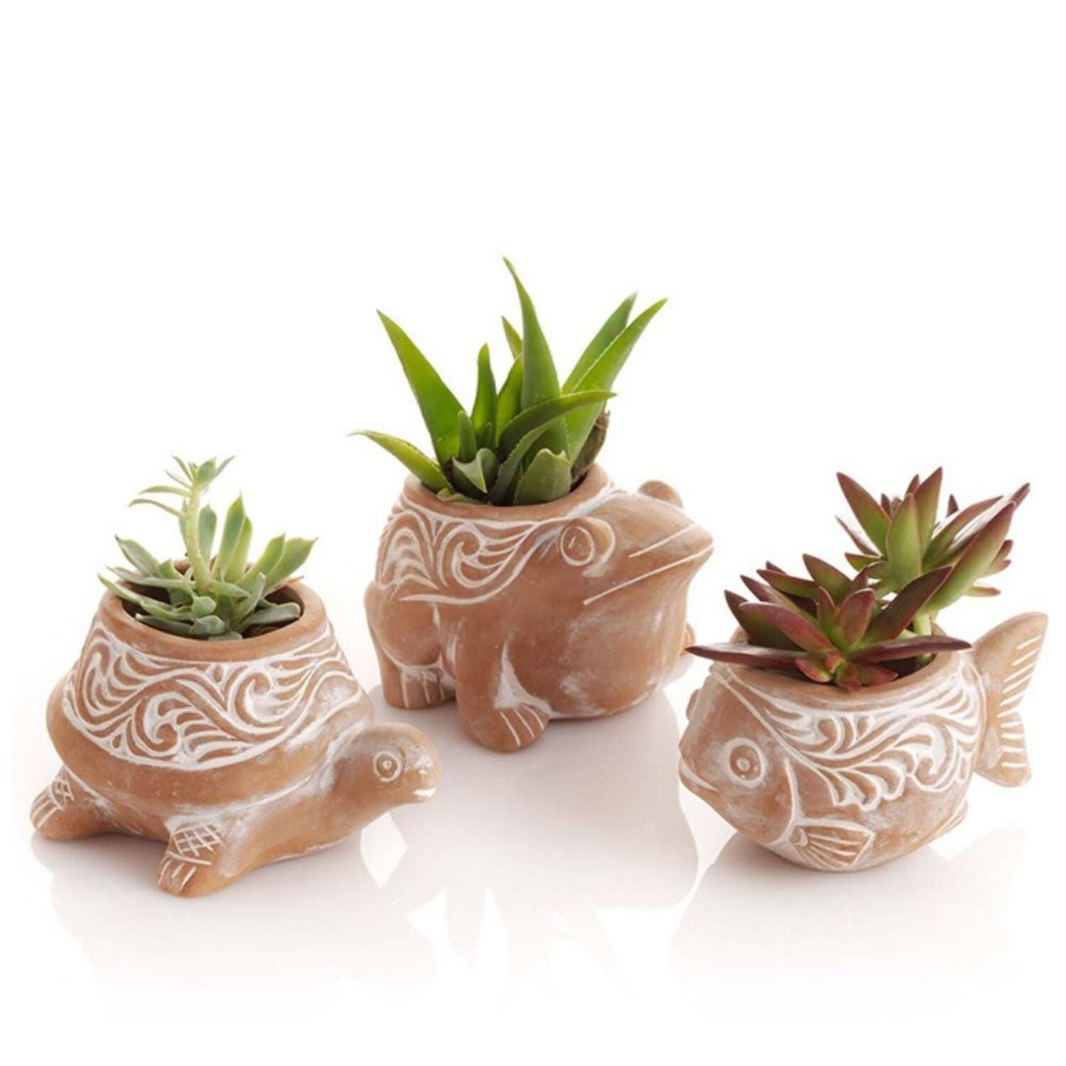 Mini Terracotta Fish Frog Turtle Pot Set - Walmart.com