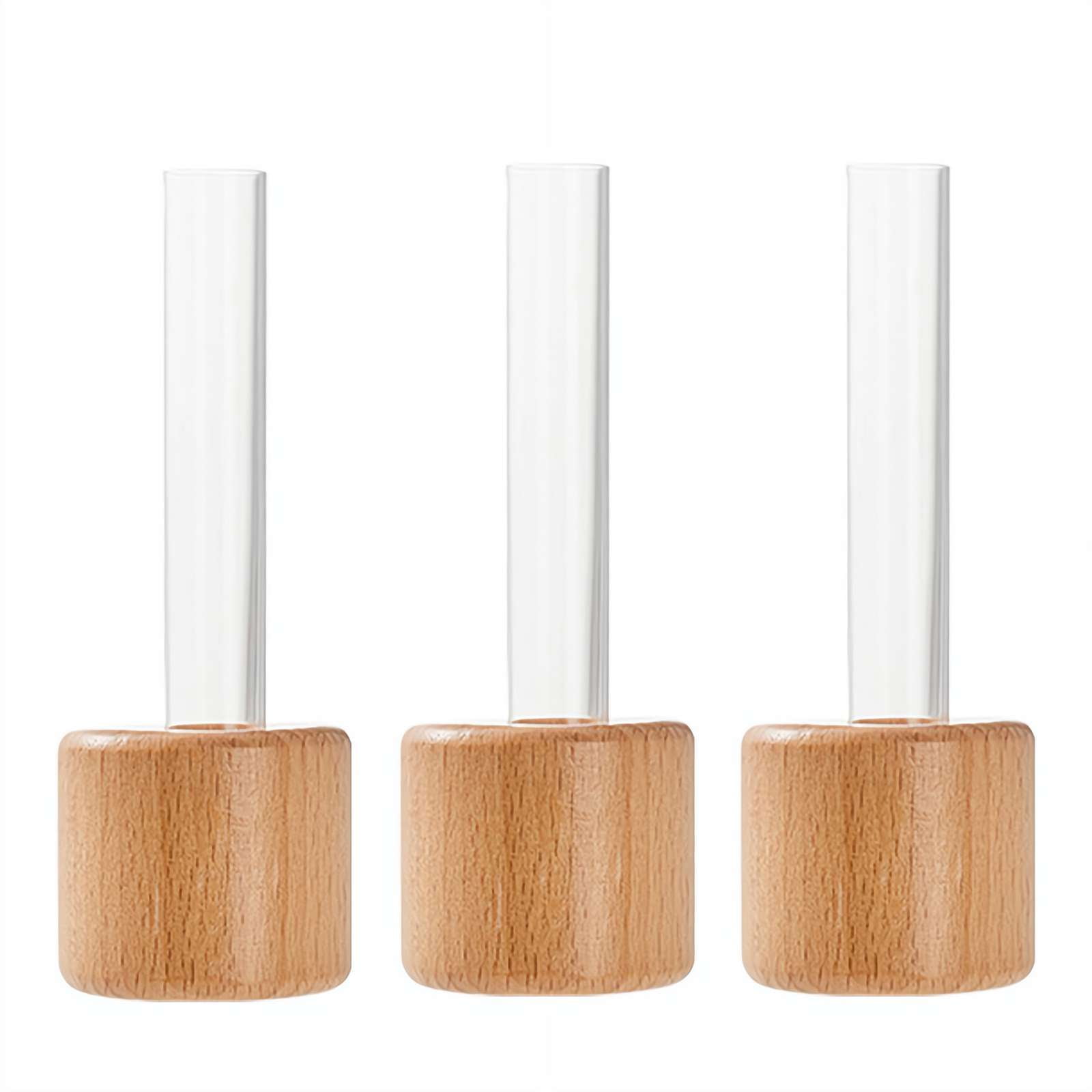 Mini Test Tube Glass Vase Fridge Sticker Wooden Magnetic DIY Hydroponic ...