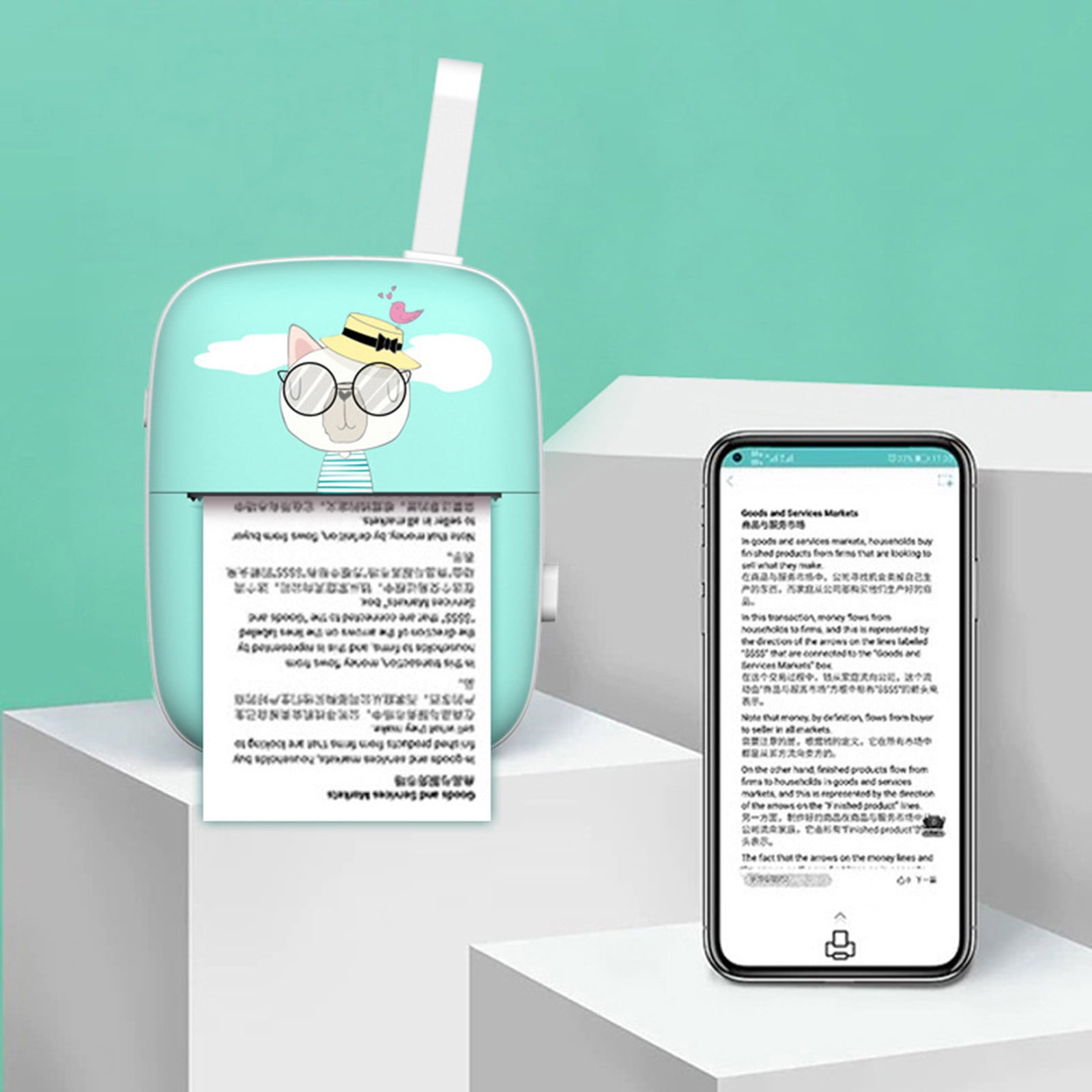 Mini Thermal Printer, Bluetooth Portable Inkless Printer, for iOS ...