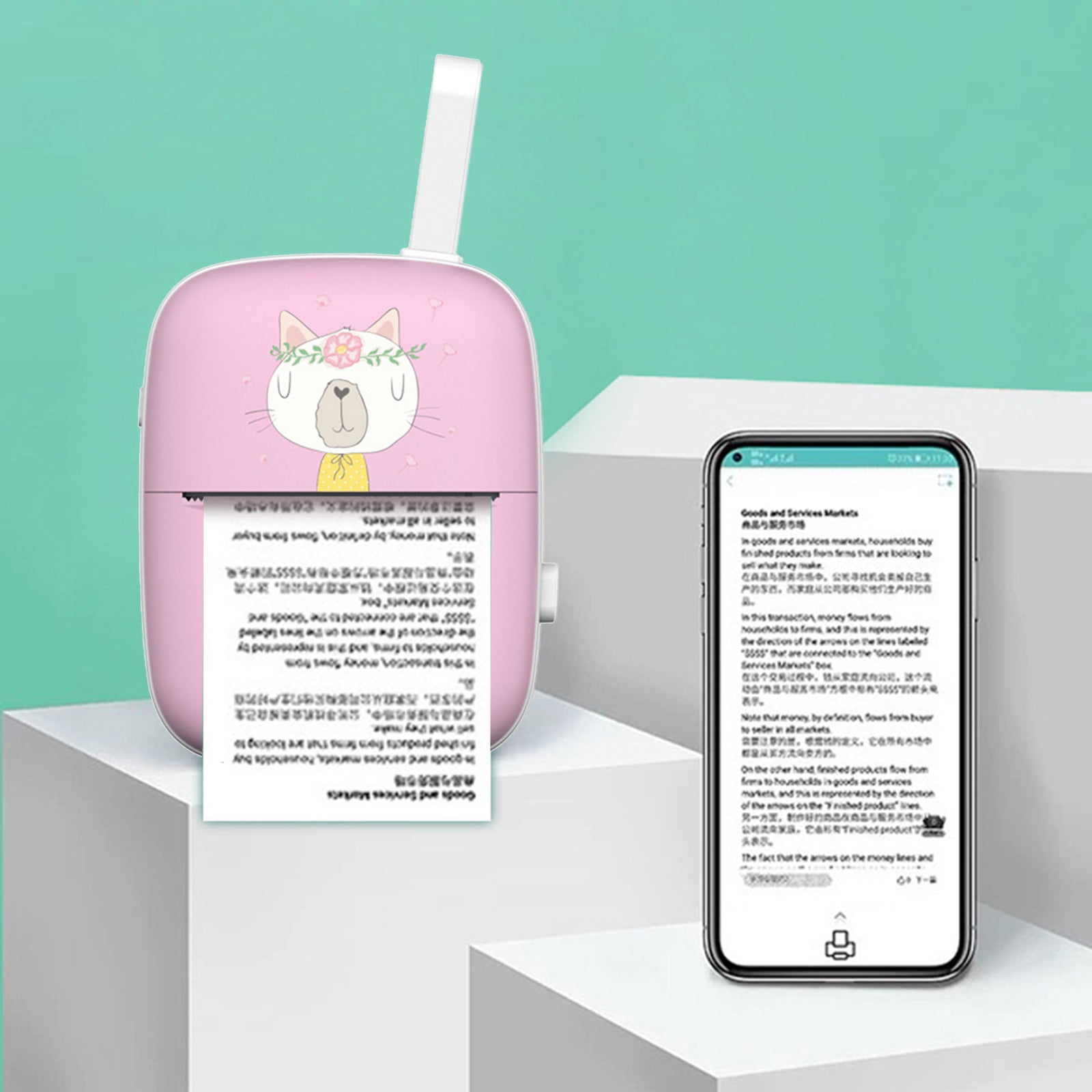 Mini Thermal Printer, Bluetooth Portable Inkless Printer, for iOS ...