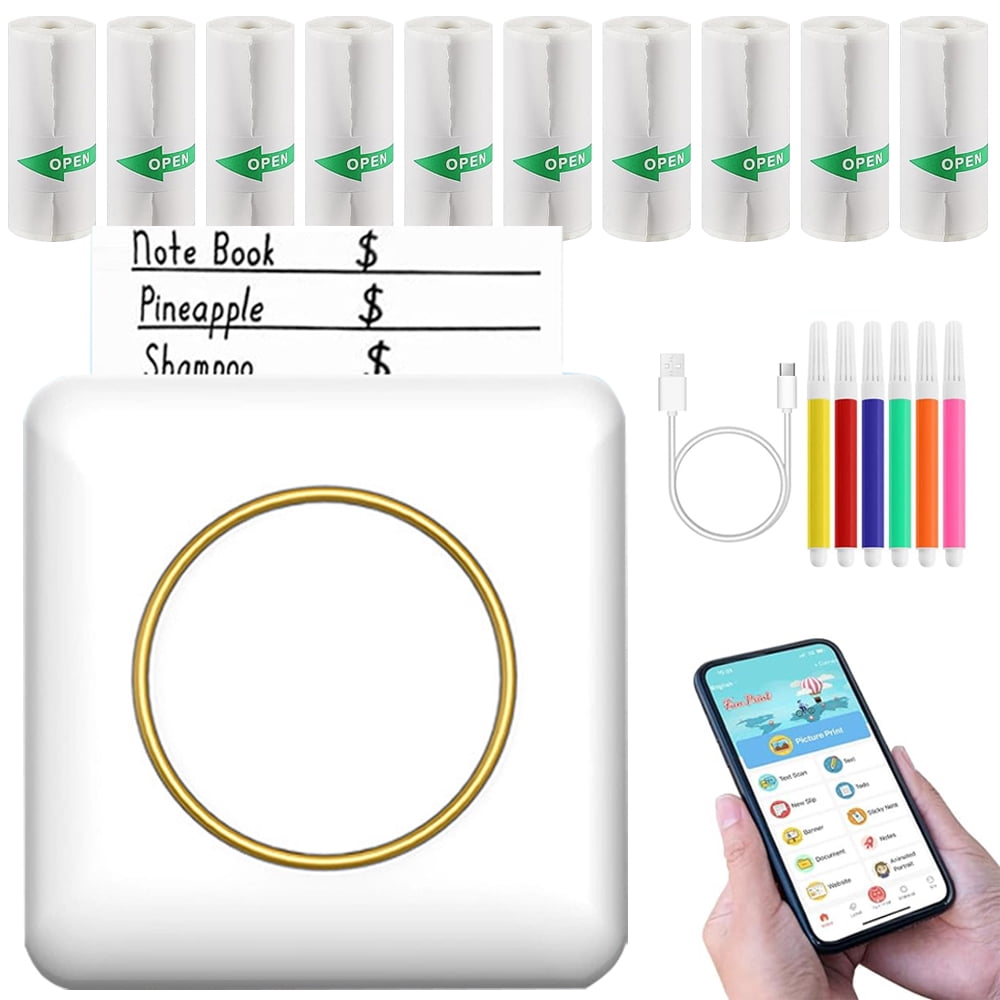 Mini Thermal Printer, Bluetooth Printing Portable Pocket Sticker ...