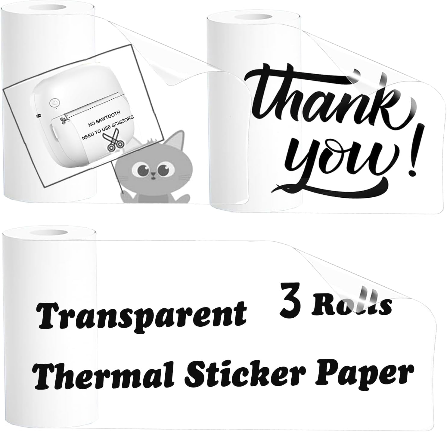 Mini Thermal Printer Paper, 57 X 25mm Sticker Paper for Thermal Camera Paper Roll Refill, 3 ...