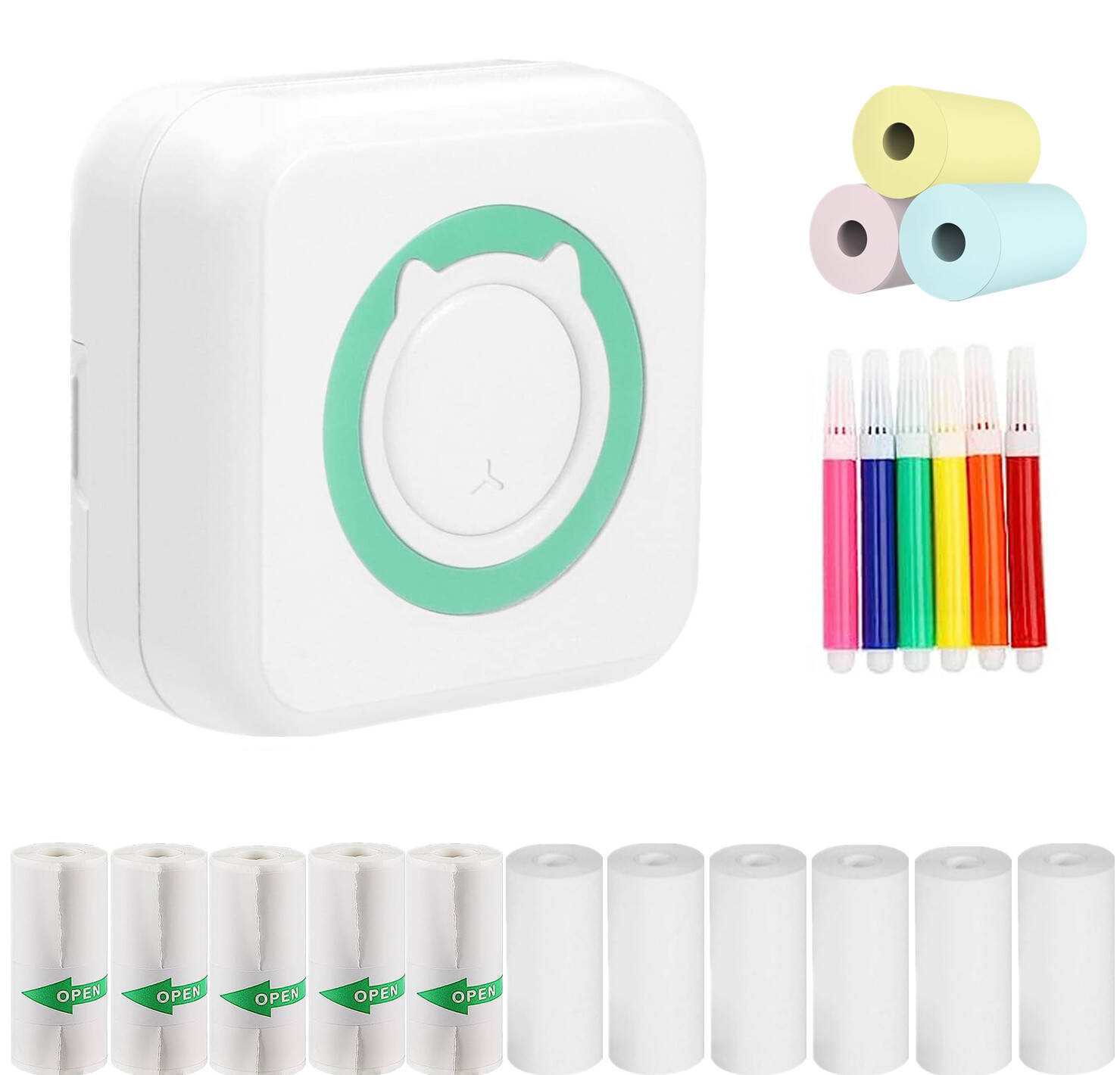 Mini Thermal Printer, Portable Bluetooth Pocket Phone Printer with 14 ...