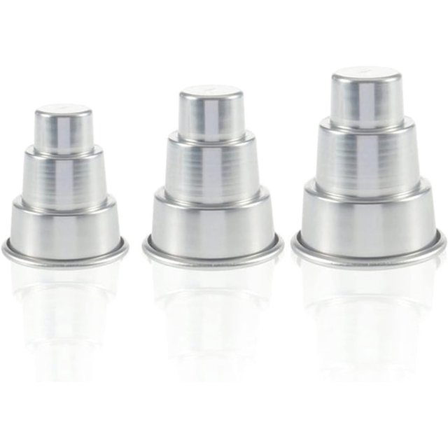Mini Three Layer Cake Mold, Aluminum Non-Stick Round Dessert Pan ...