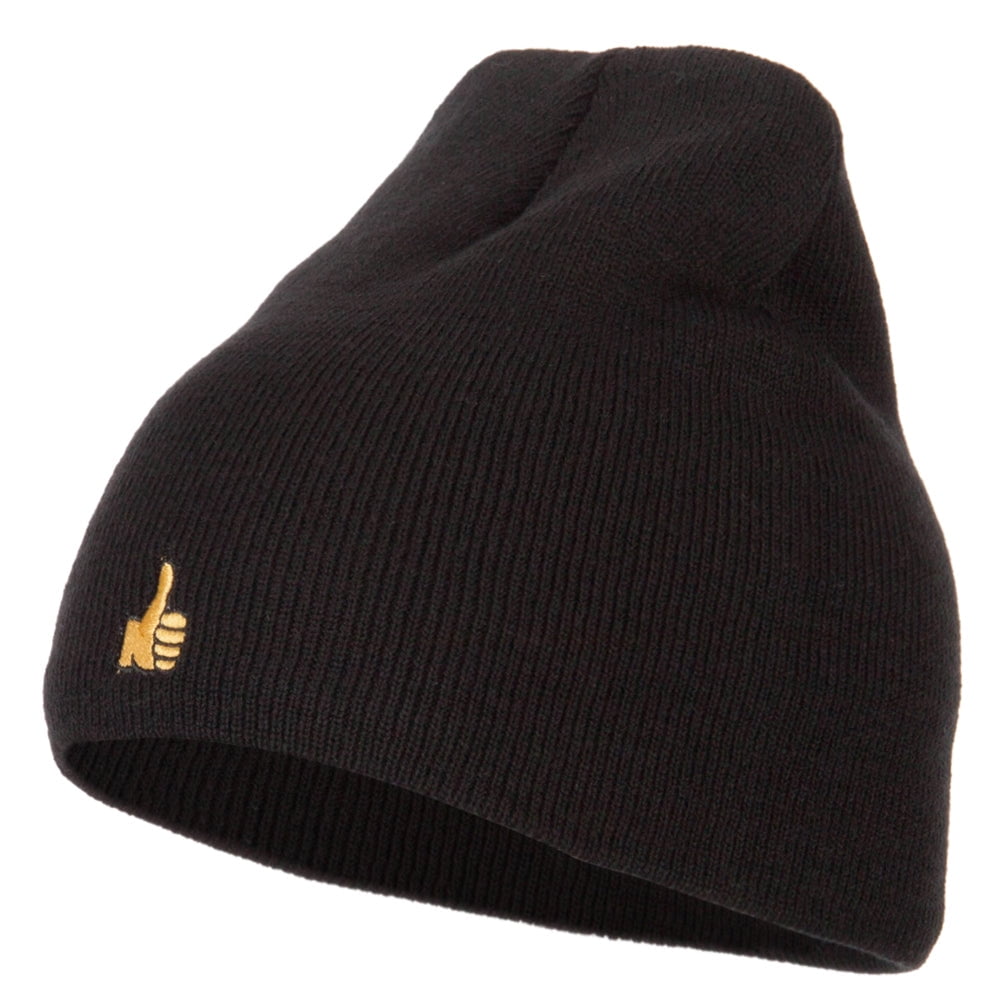 Mini Thumbs Up Embroidered Short Beanie - Black OSFM - Walmart.com