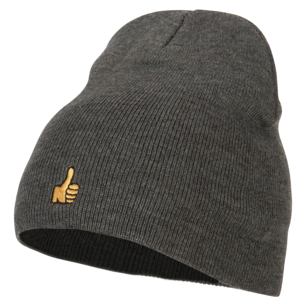 Mini Thumbs Up Embroidered Short Beanie - Dk Grey OSFM - Walmart.com