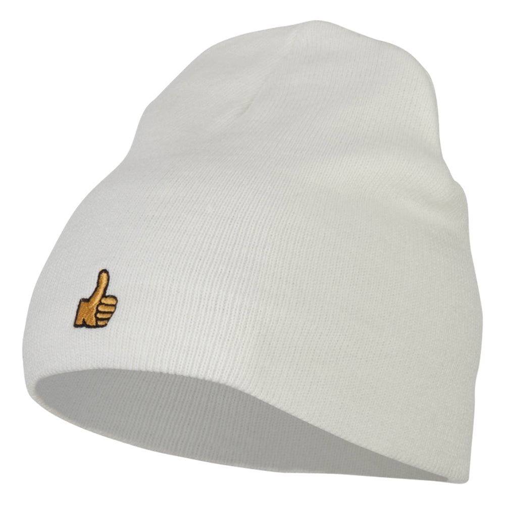 Mini Thumbs Up Embroidered Short Beanie - White OSFM - Walmart.com