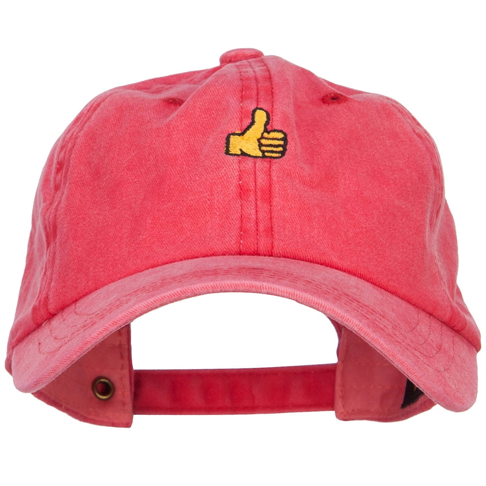 Mini Thumbs Up Embroidered Unstructured Dyed Cap - Red OSFM - Walmart.com