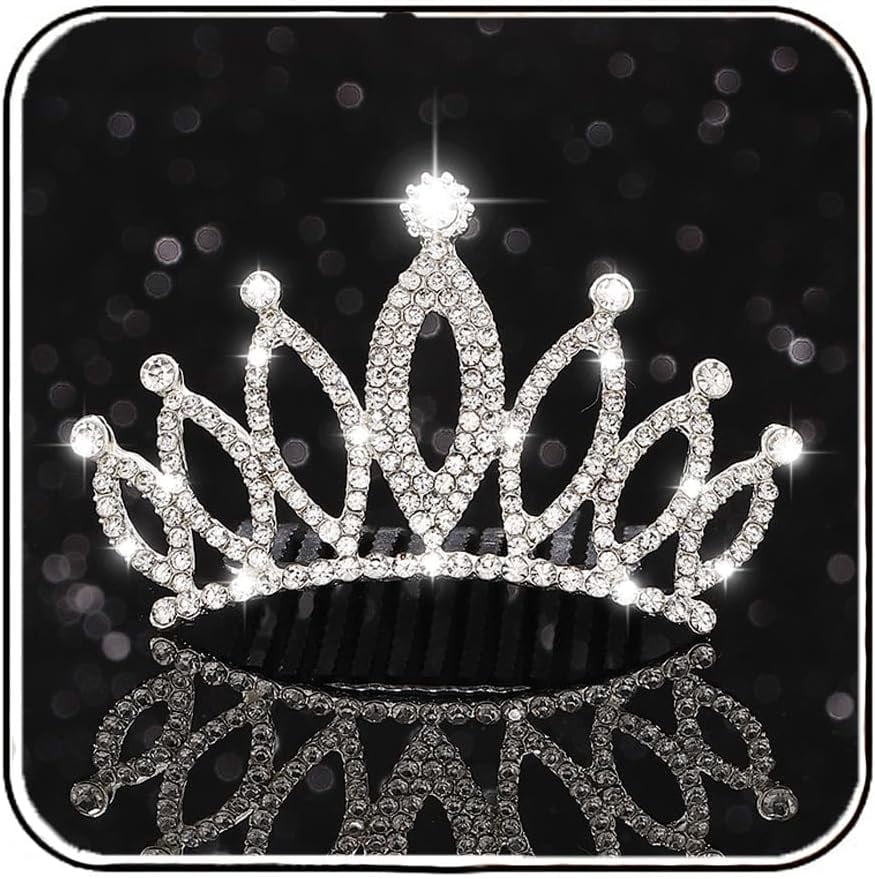 Mini Tiara Crown Comb Silver Rhinestone Tiara Combs Headpiece Flower ...