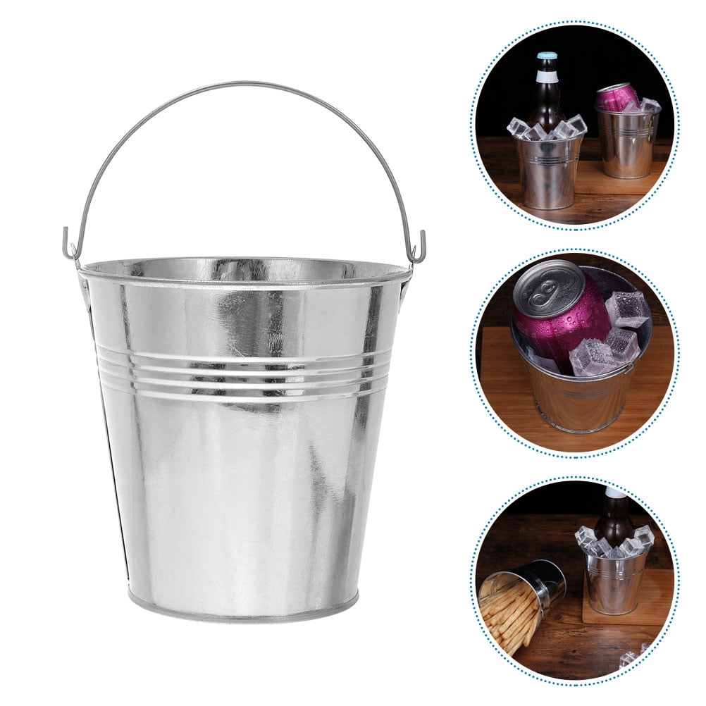FOLOYORI Tiny Bucket Storage Container Silver 1Pack 4.13X3.93X3.93In ...