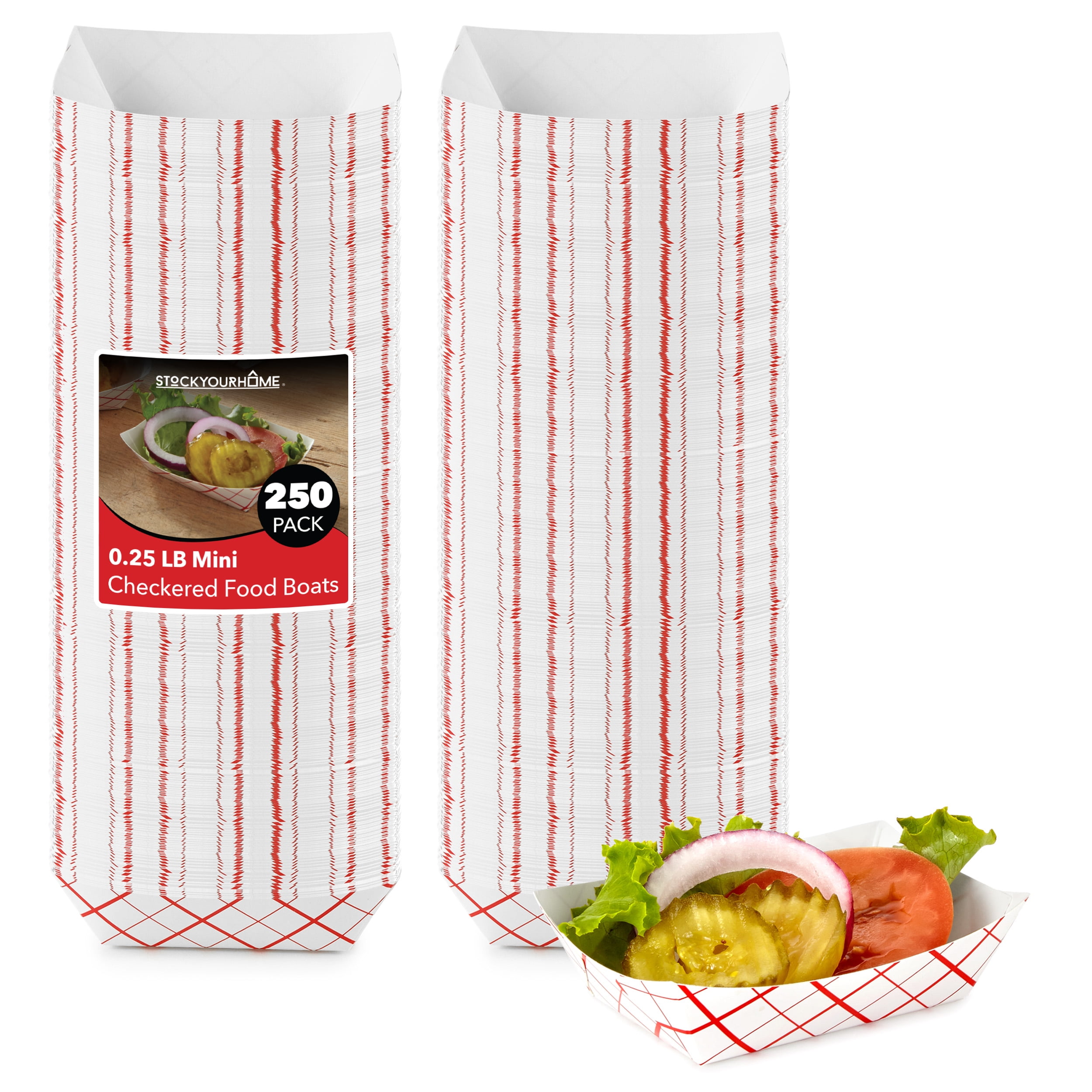 "Mini Paper Food Boats (250 Pack) .25 Lb, Red & White, Disposable, Eco ...