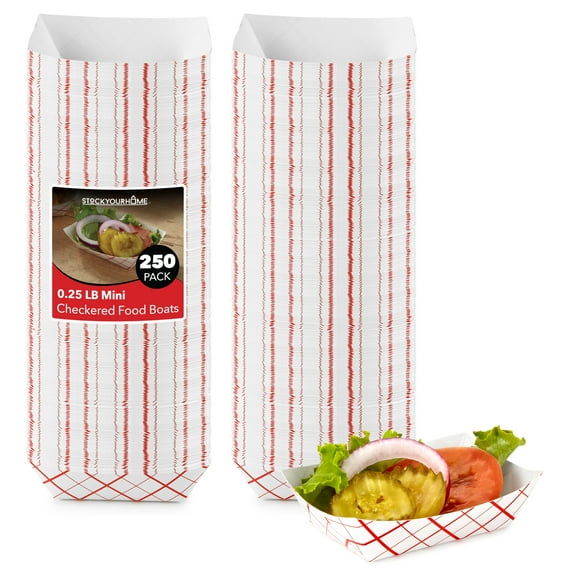 Stock Your Home Checkered Boats 500 Pack, Retro Red and White Grease ...