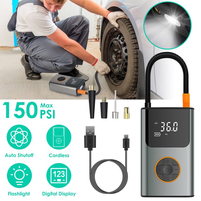 Mini Tire Inflator, iMounTEK 4000mAh Reachargeable Portable Air Compressor, 150 PSI Fast ...