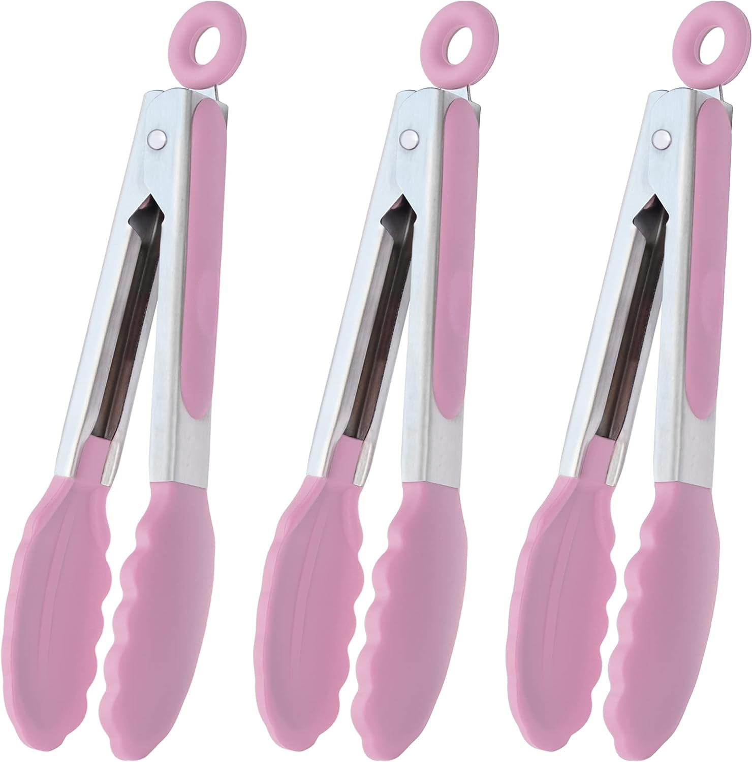Mini Tongs with Silicone Tips 7-Inch Kitchen Tongs, Set of 3，Small ...
